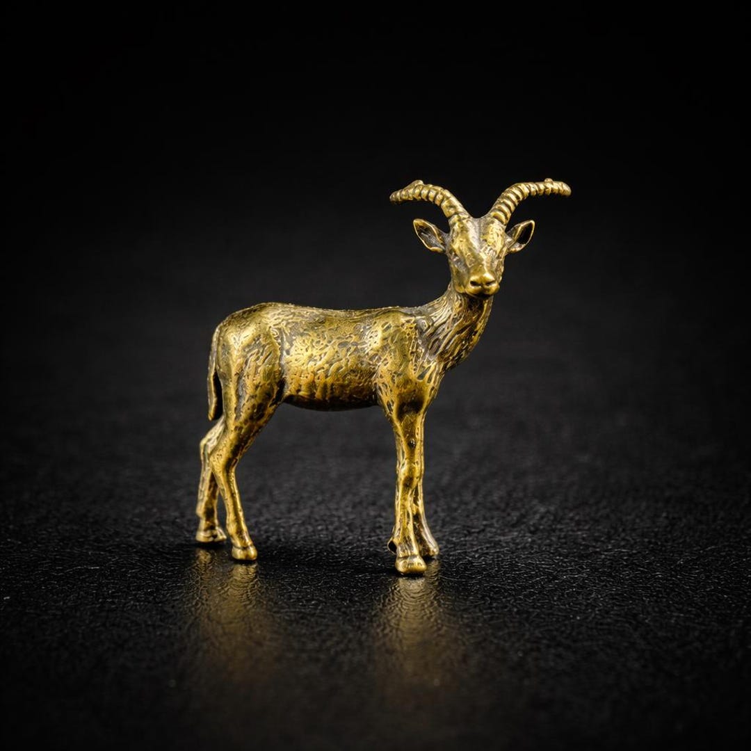 Brass Gazelle Figurine Statue, Safari Wildlife Decor, Elegant Animal ...