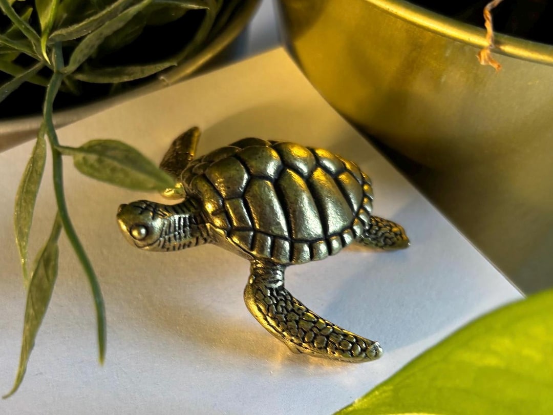 Brass Turtle Figurine – Vintage Lucky Tortoise Desk Decor - Etsy