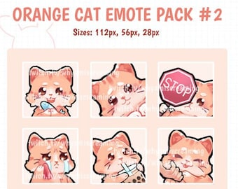 Twitch Emote / Cute Orange Cat Emotes Pack #2 (knife, POG, This is Fine ...