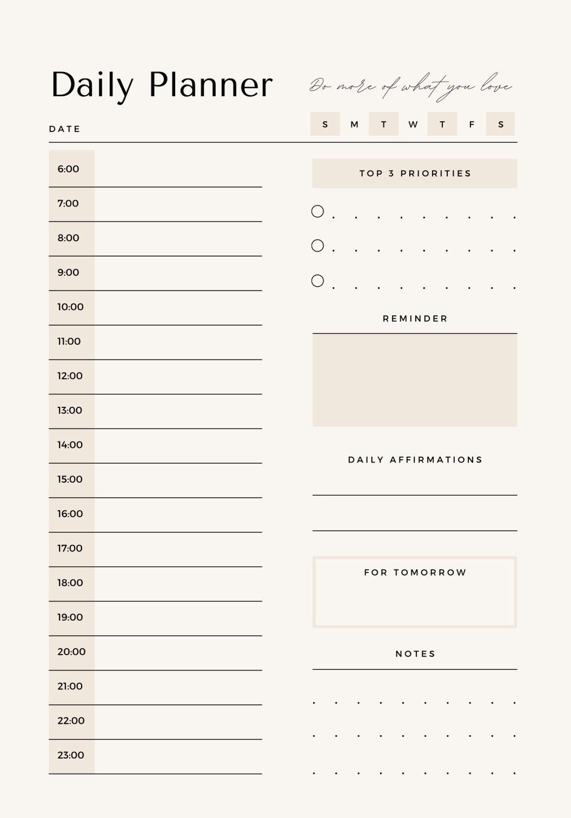 Beige Daily Planner - Etsy