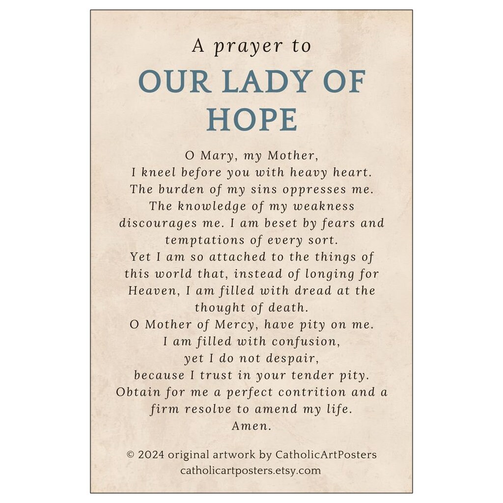 Our Lady of Hope Prayer Card, Vintage Blessed Virgin Mary Junk Journal ...