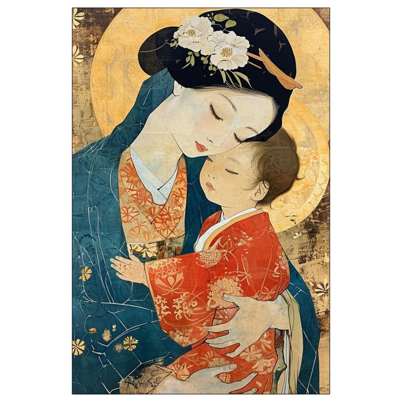 Japanese Madonna and Child Art Print: Modern Catholic Wall Art (4x6 ...