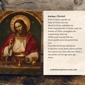 Anima Christi Catholic Prayer Card, Soul Body Blood of Christ Holy ...