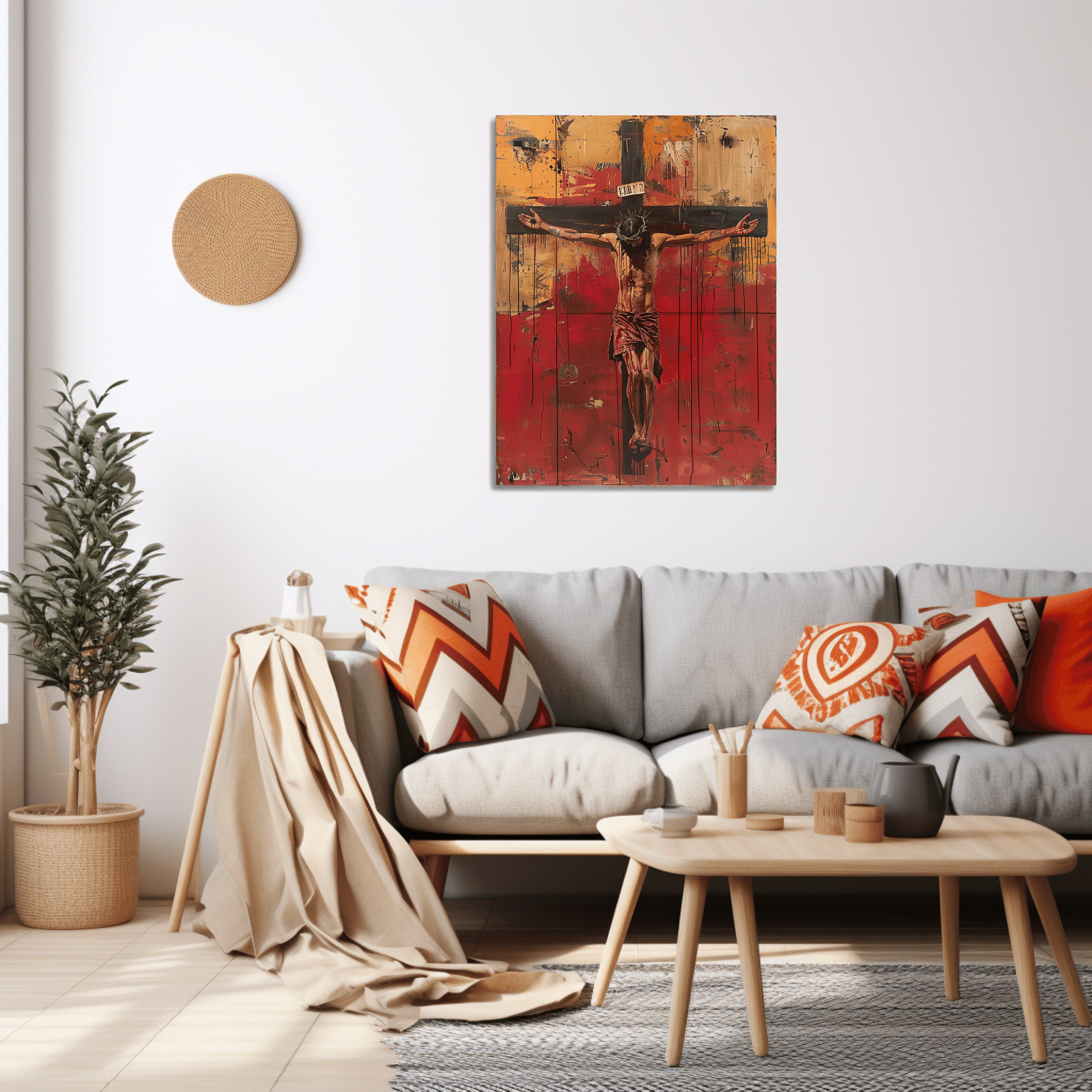Contemporary Crucifixion of Jesus Chicano Wall Mural, Maximalist Christ ...