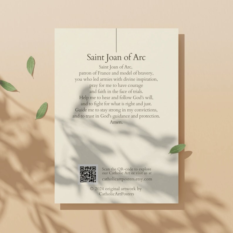 St Joan of Arc Prayer Card: Catholic Patron Saint Art Print - Etsy