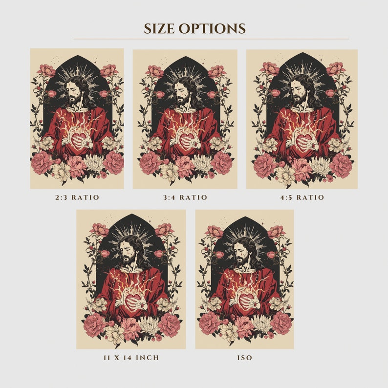 Sacred Heart of Jesus Japanese Hanafuda Artwork, Flames and Crown of ...