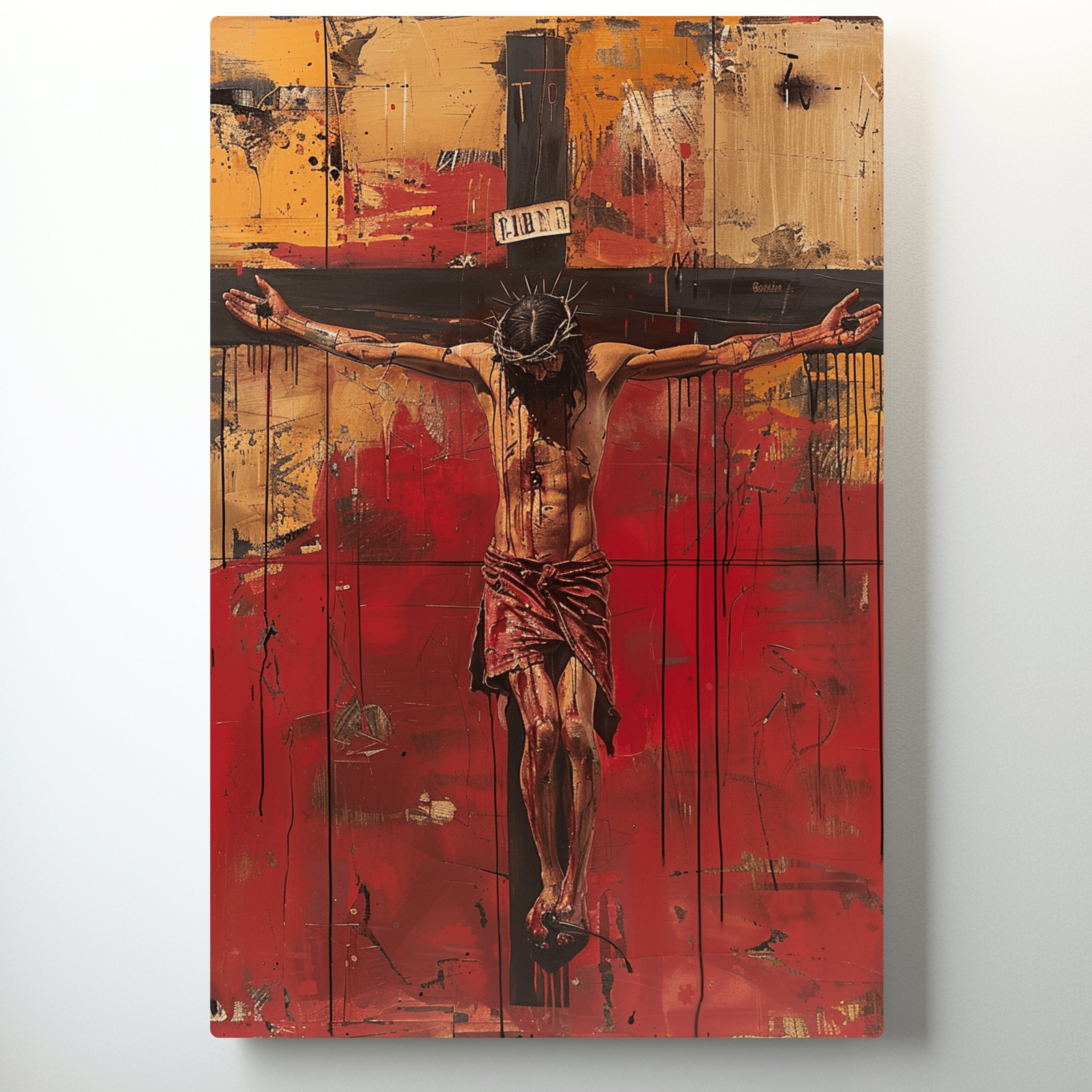 Contemporary Crucifixion of Jesus Chicano Wall Mural, Maximalist Christ ...