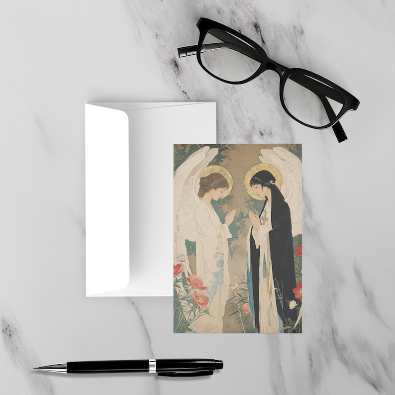 Annunciation Art Print: Japanese Catholic Wall Decor, Blessed Virgin ...
