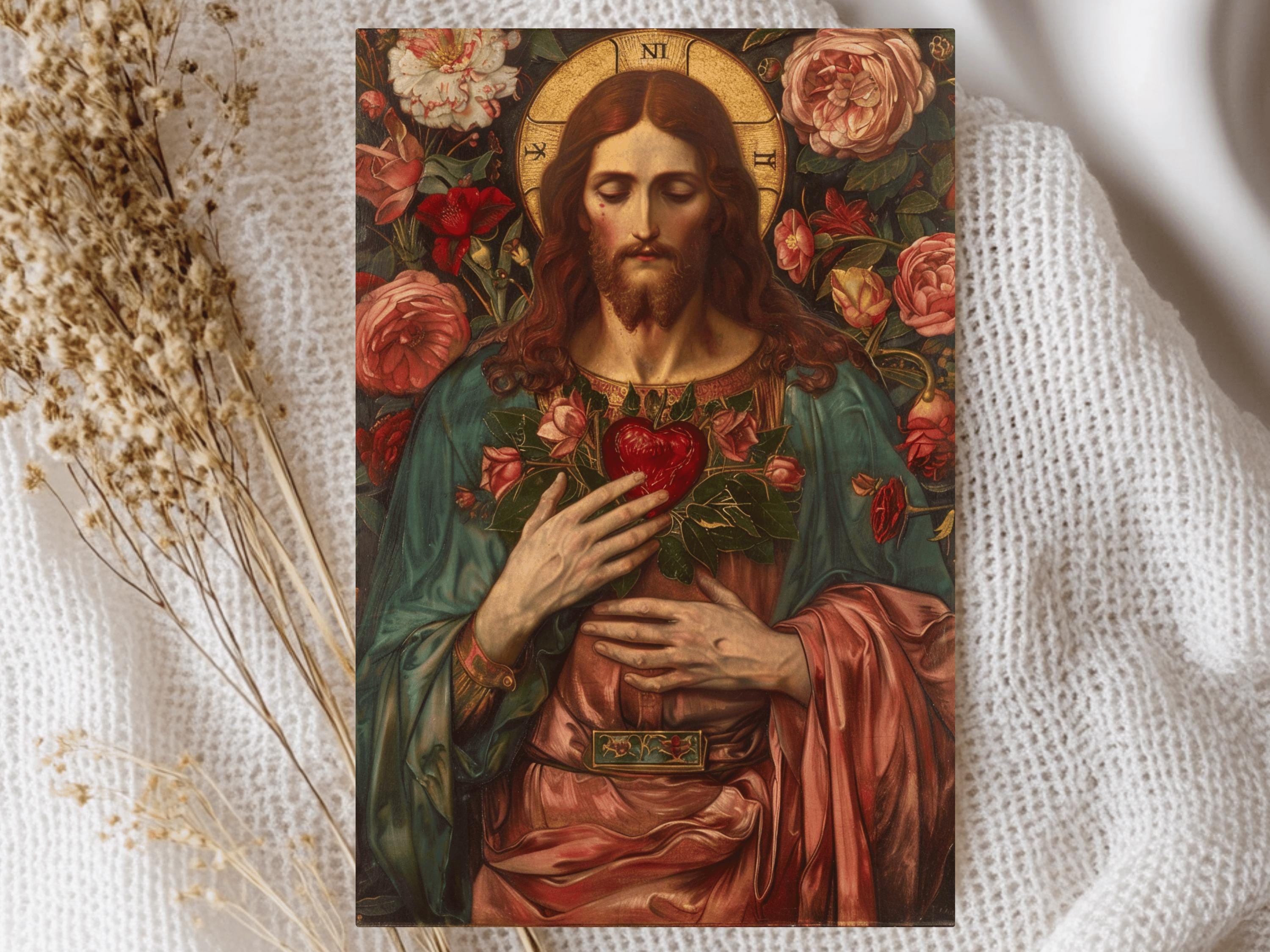 Sacred Heart of Jesus Prayer Card: Catholic Art Print Keepsake - Etsy