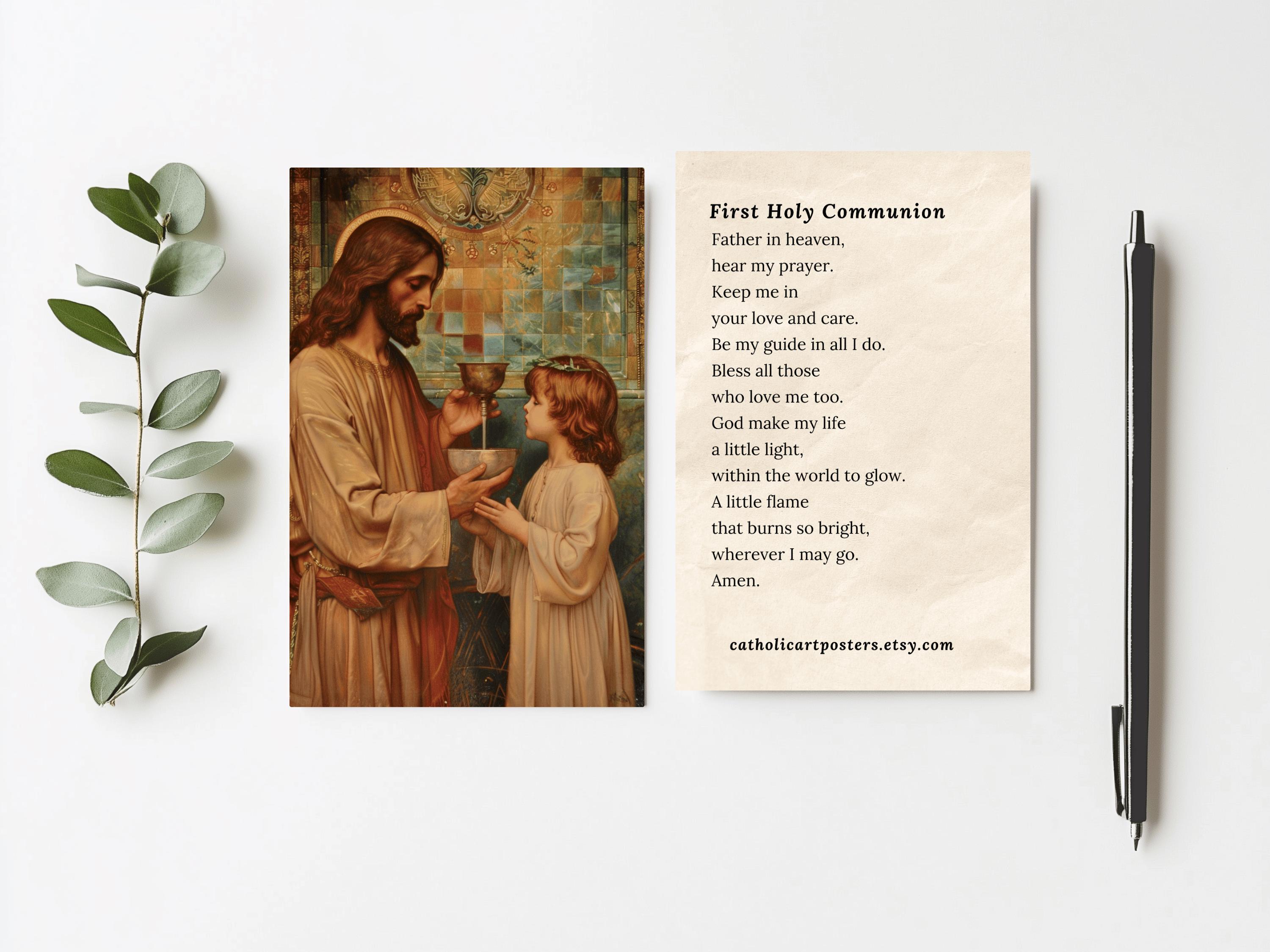 First Holy Communion Prayer Card, 1st Communion Favor Keepsake, Jesus ...