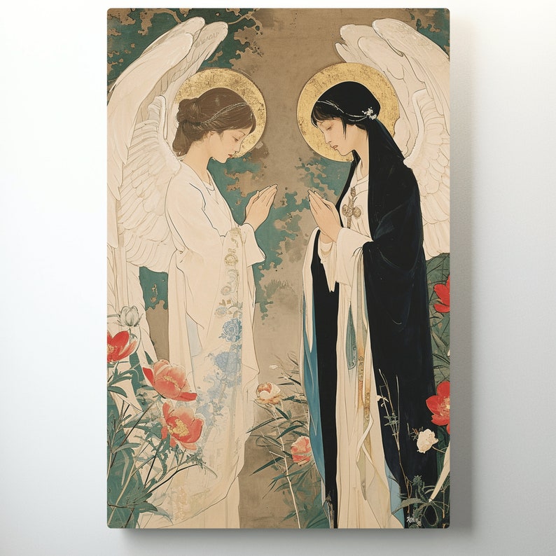 Annunciation of Mary by Ito Shinsui, Angel Gabriel Appearing to Blessed ...
