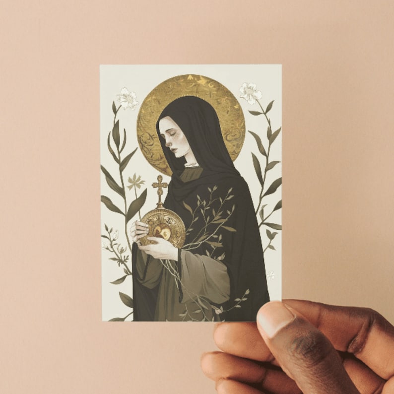 St Clare of Assisi Prayer Card, Traditional Catholic Art Print Patron ...