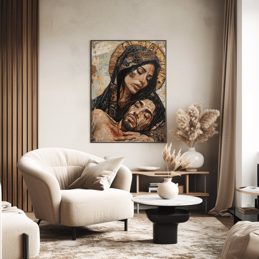 Chicano La Pieta Recreation Wall Poster, Mexican American Virgin Mary ...