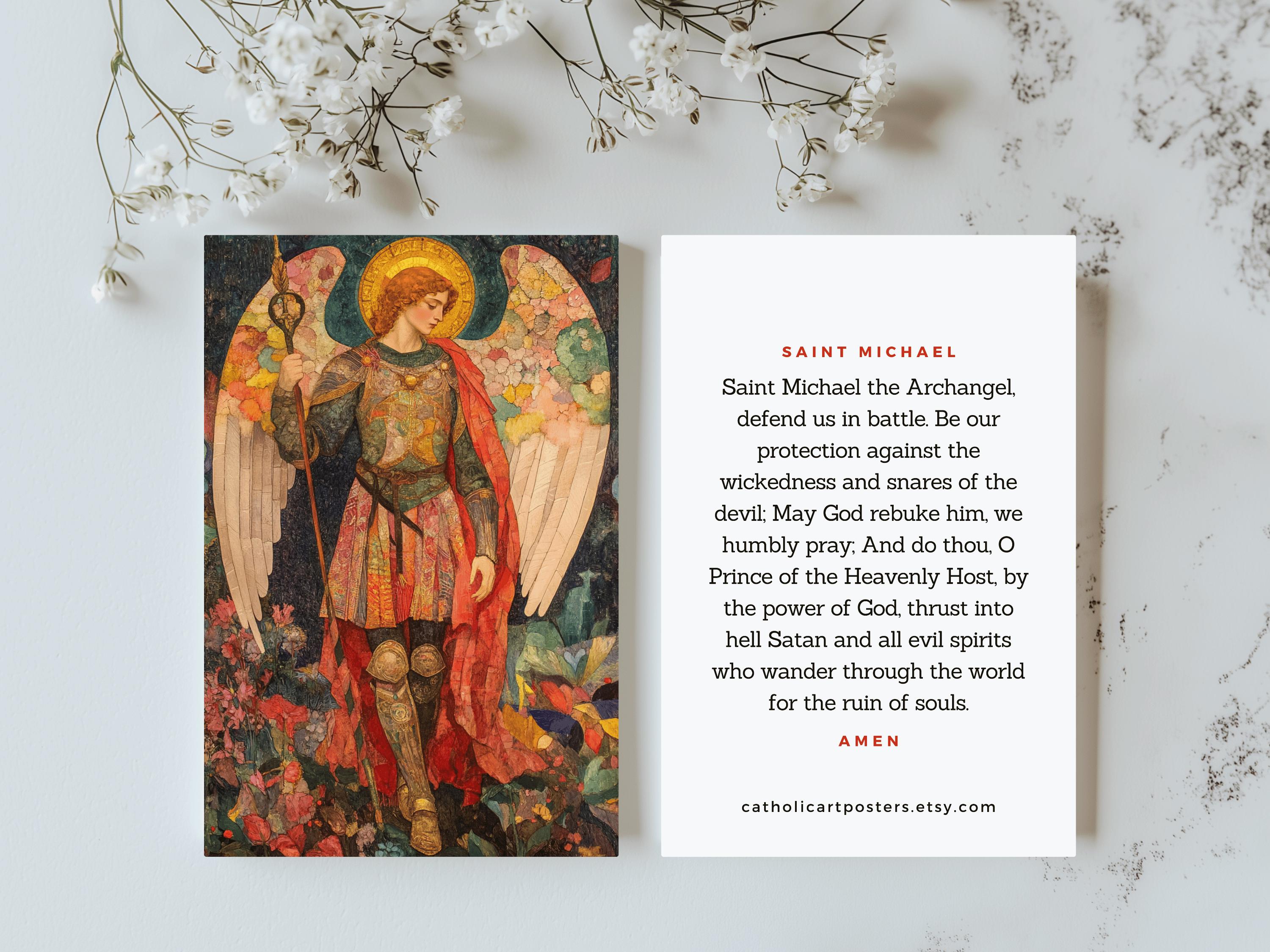 Saint Michael Prayer Card: Christian Icon, Archangel Protection ...