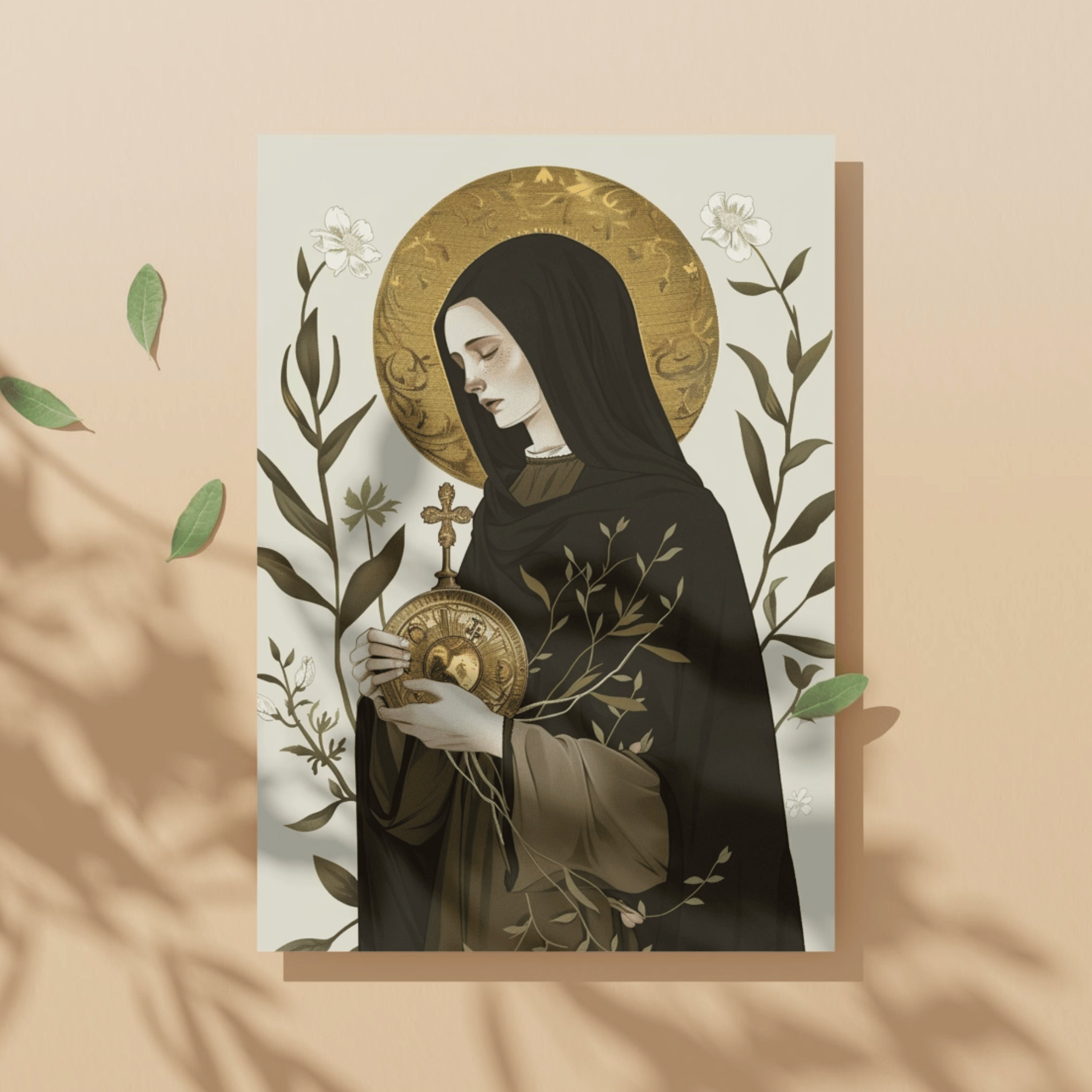 St Clare of Assisi Prayer Card, Traditional Catholic Art Print Patron ...