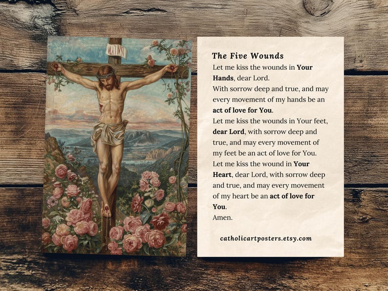 Five Wounds Prayer Card: Jesus on the Cross Holy Card - Etsy