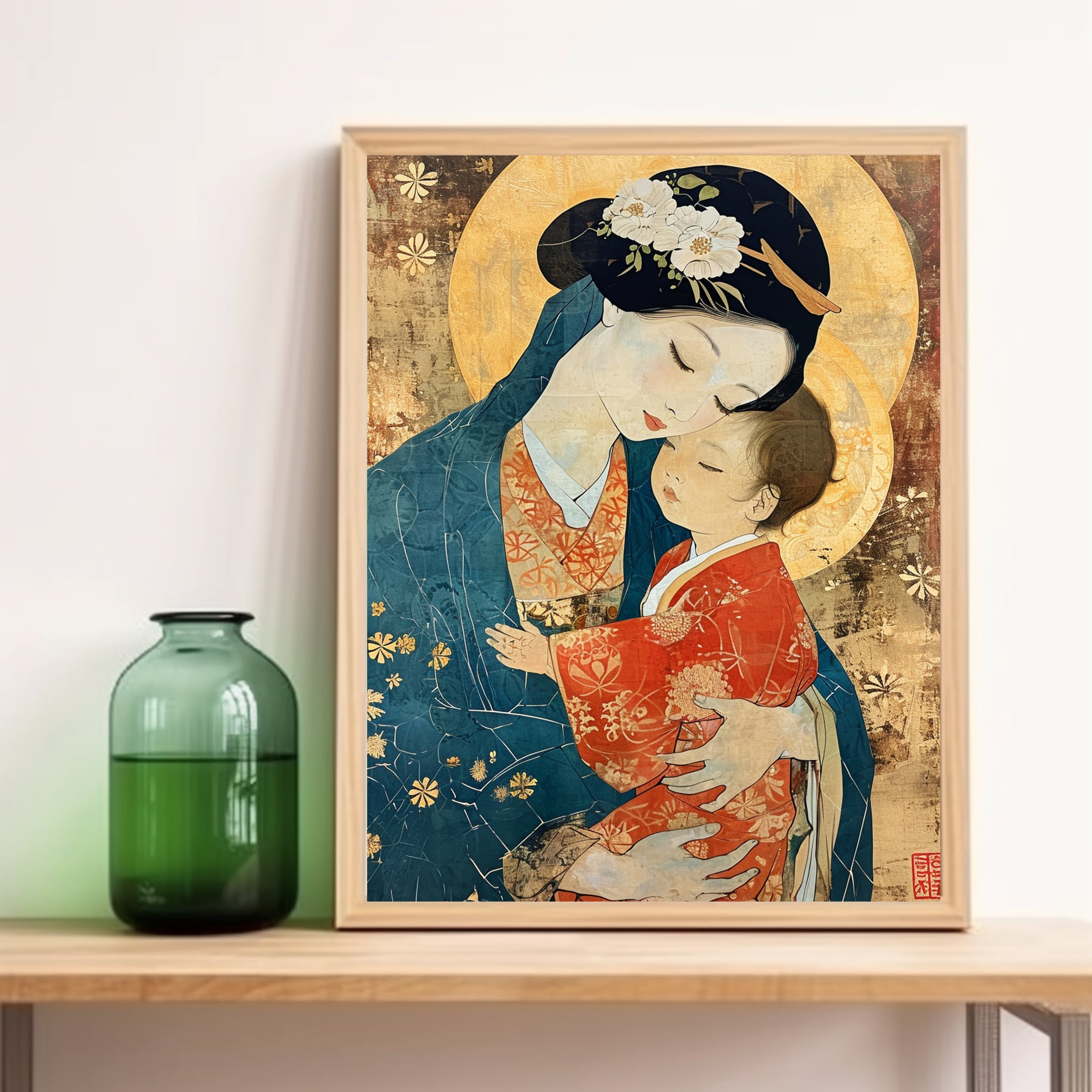 Japanese Madonna and Child Christ Poster, Holy Mother of Jesus Artwork ...