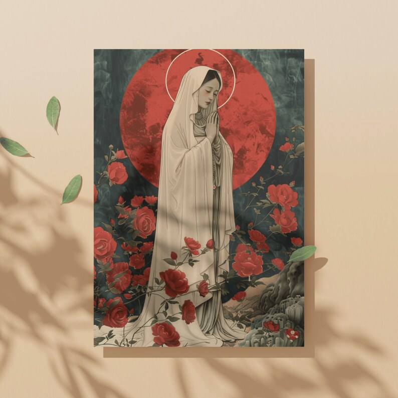 Our Lady of Lourdes Prayer Card: Japanese Virgin Mary Art, Religious Gift - Etsy