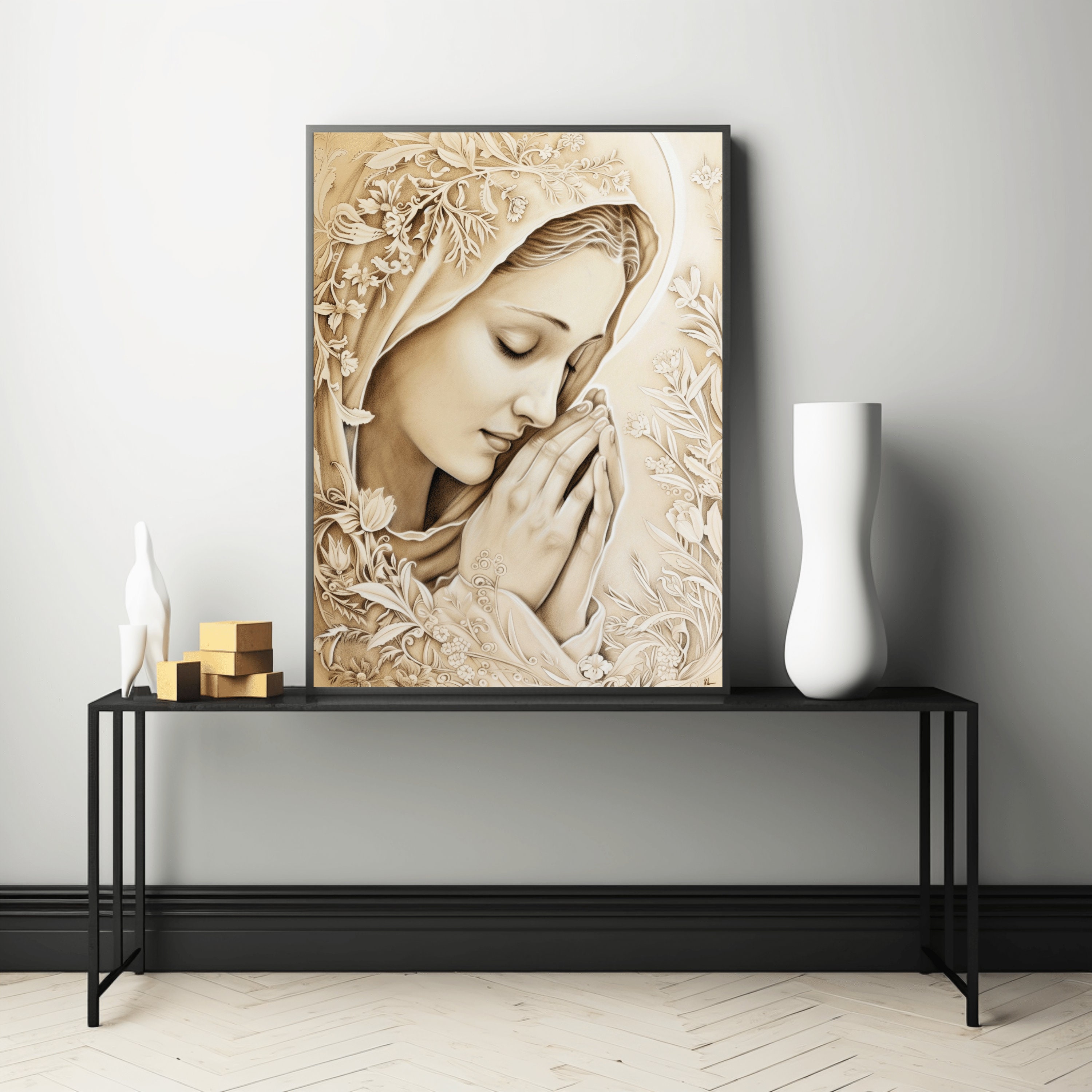 Our Lady of the Immaculate Conception Airbrush Drawing, Holy Virgin ...