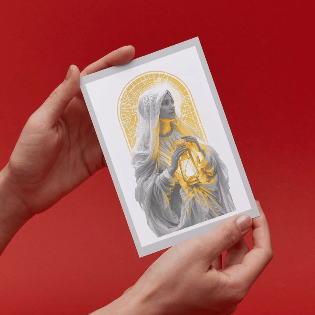 Our Lady of Light Prayer Card, Minimalist Blessed Virgin Mary Holy Card ...