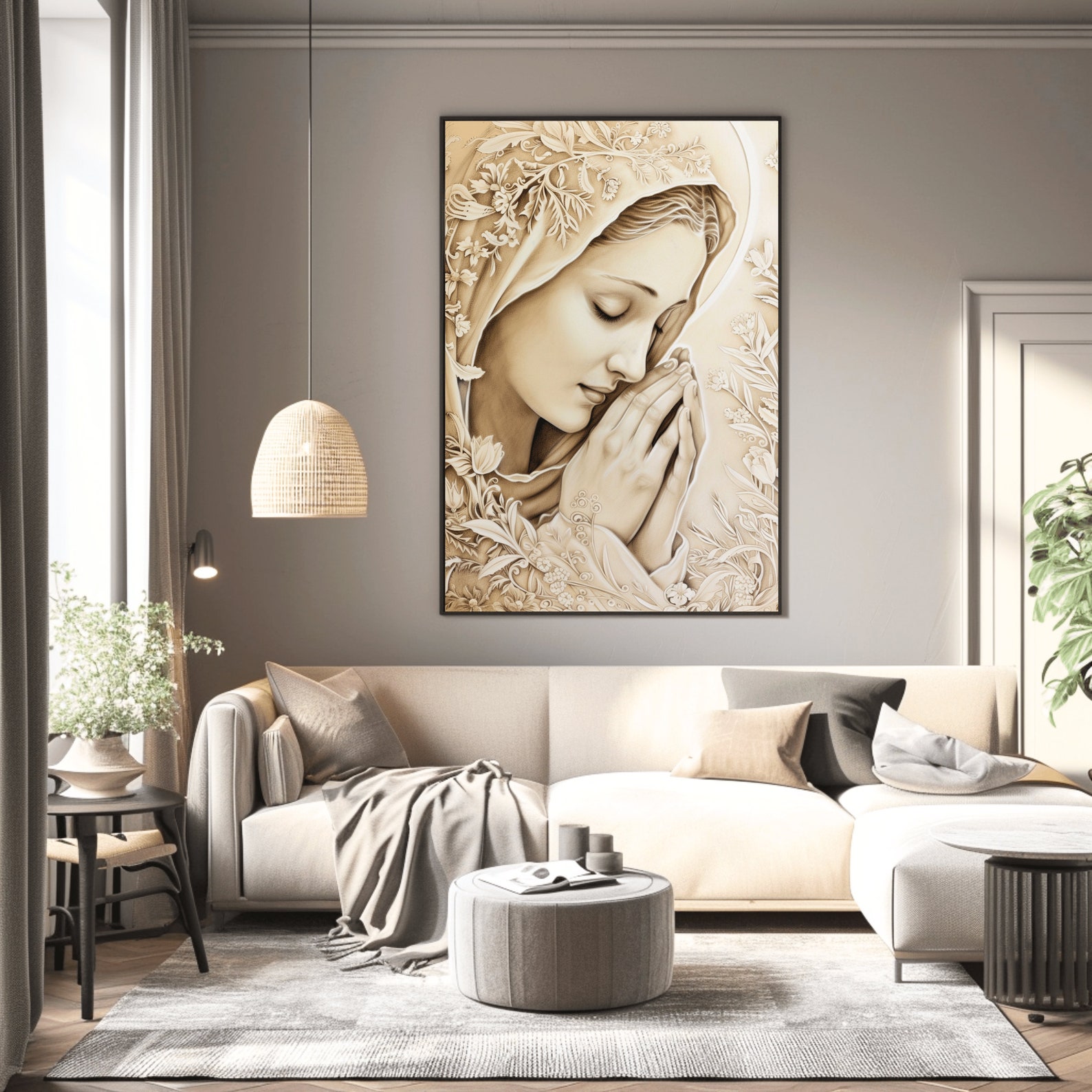 Our Lady of the Immaculate Conception Airbrush Drawing, Holy Virgin ...