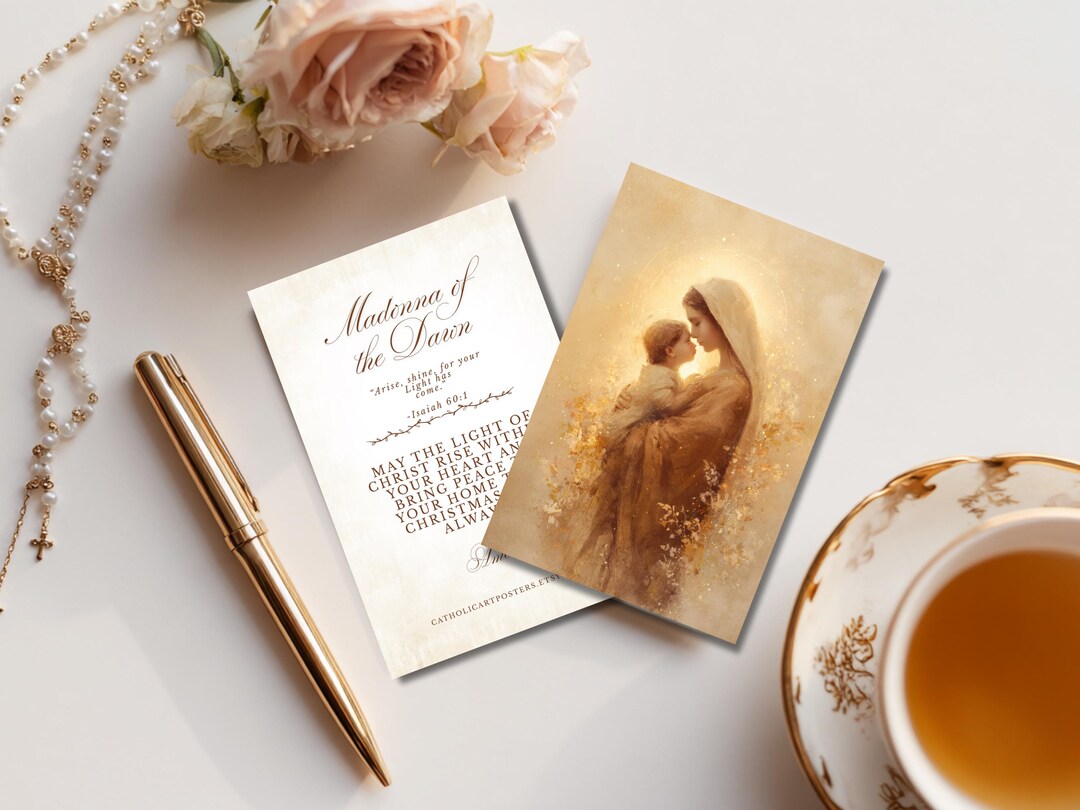 Madonna of the Dawn Christmas Card: Religious Prayer Card With Xmas ...