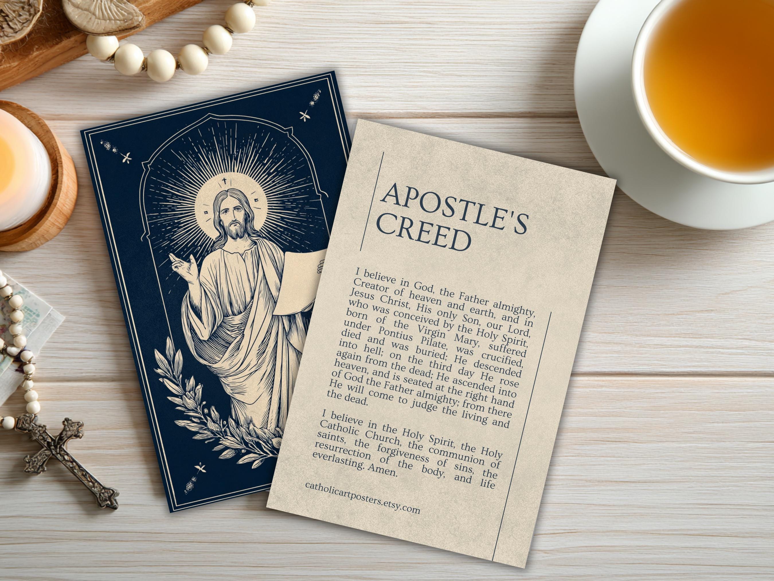 Apostle's Creed Prayer Card: Jesus Icon, Modern Catholic Devotional - Etsy