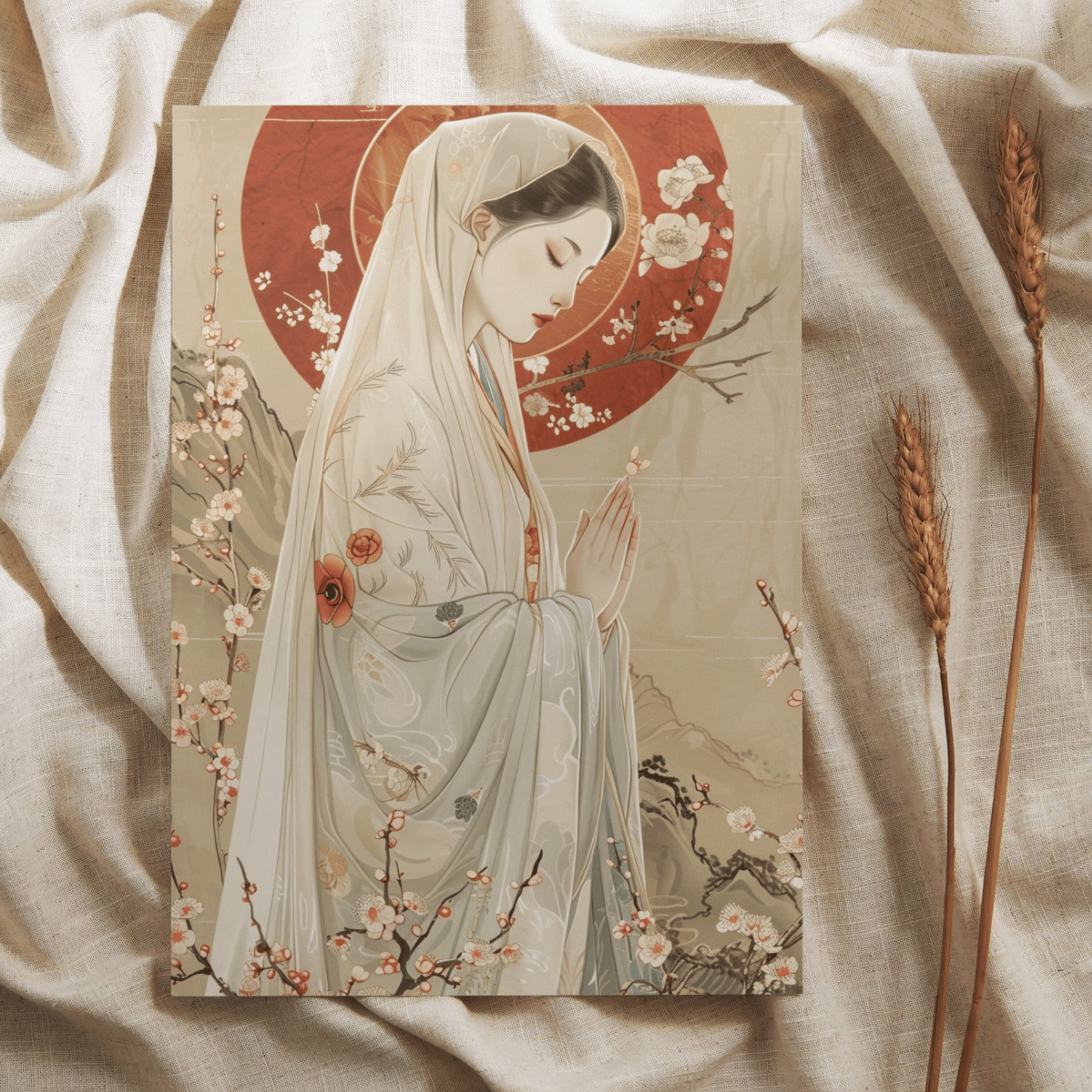 Our Lady of Fatima Holy Card: Japanese Asian Art, Novena Prayer - Etsy
