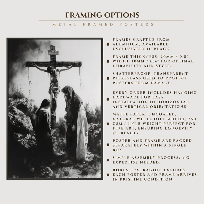 Mary Magdalene Journey to the Cross Poster, Dark Jesus Crucifixion Witness Black and White ...