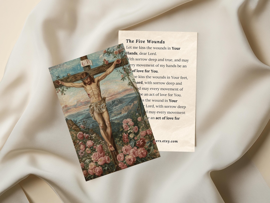 Five Wounds Prayer Card: Jesus on the Cross Holy Card - Etsy
