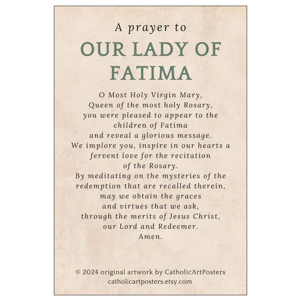 Vintage Our Lady of Fatima Prayer Card: Marian Devotion Keepsake - Etsy