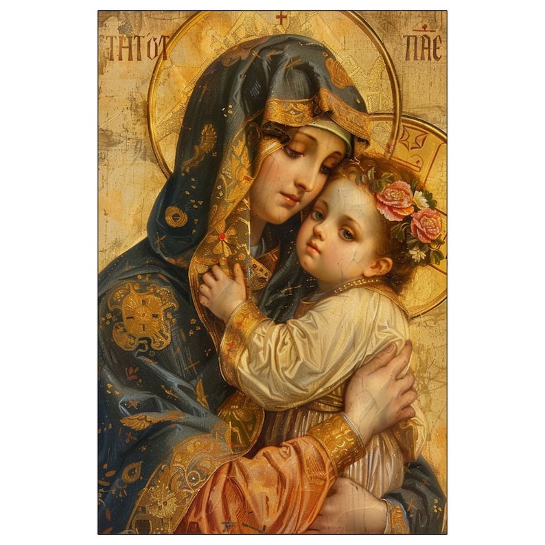 Our Lady of Mount Carmel Prayer Card, Byzantine Virgin Mary and Child Jesus Christ Holy Card ...