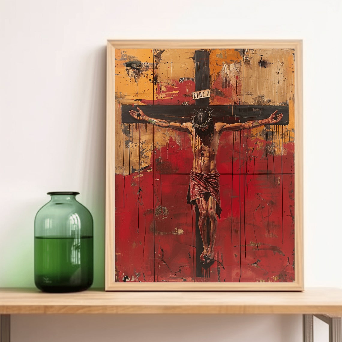 Contemporary Crucifixion of Jesus Chicano Wall Mural, Maximalist Christ ...