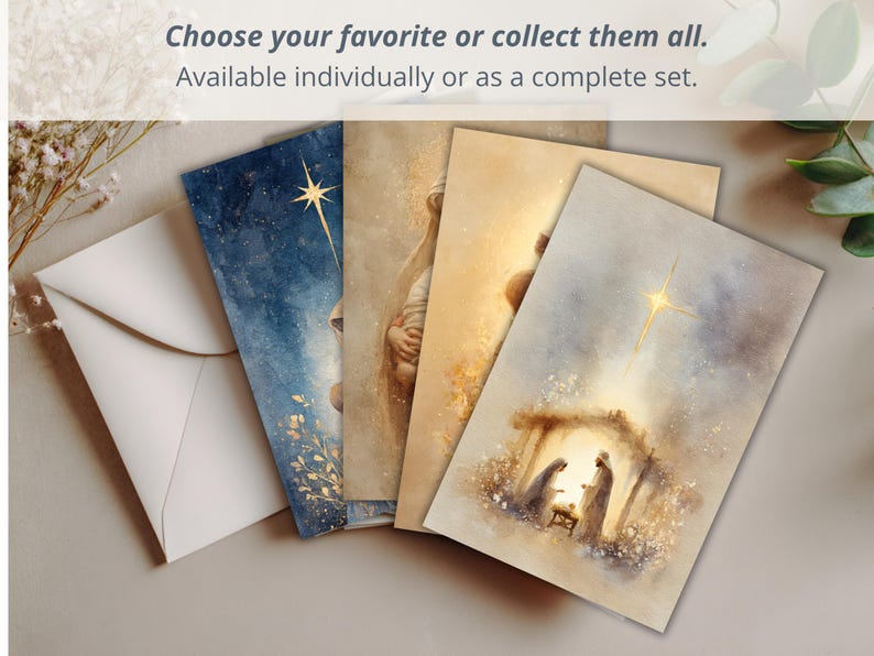 Nativity Christmas Card: Catholic Prayer Card With Xmas Blessing and ...