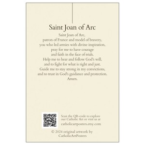 St Joan of Arc Prayer Card: Catholic Patron Saint Art Print - Etsy