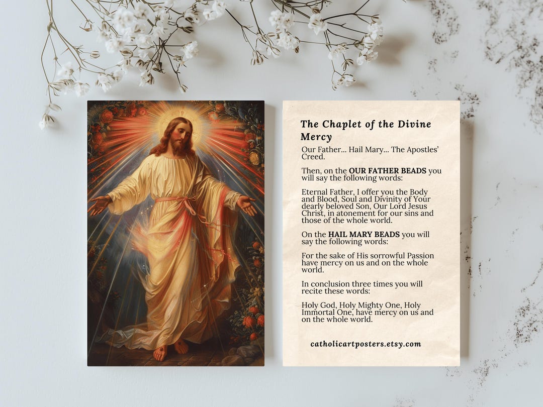 Chaplet of Divine Mercy Prayer Card, Pack of 1/10/25/50/100 Jesus ...