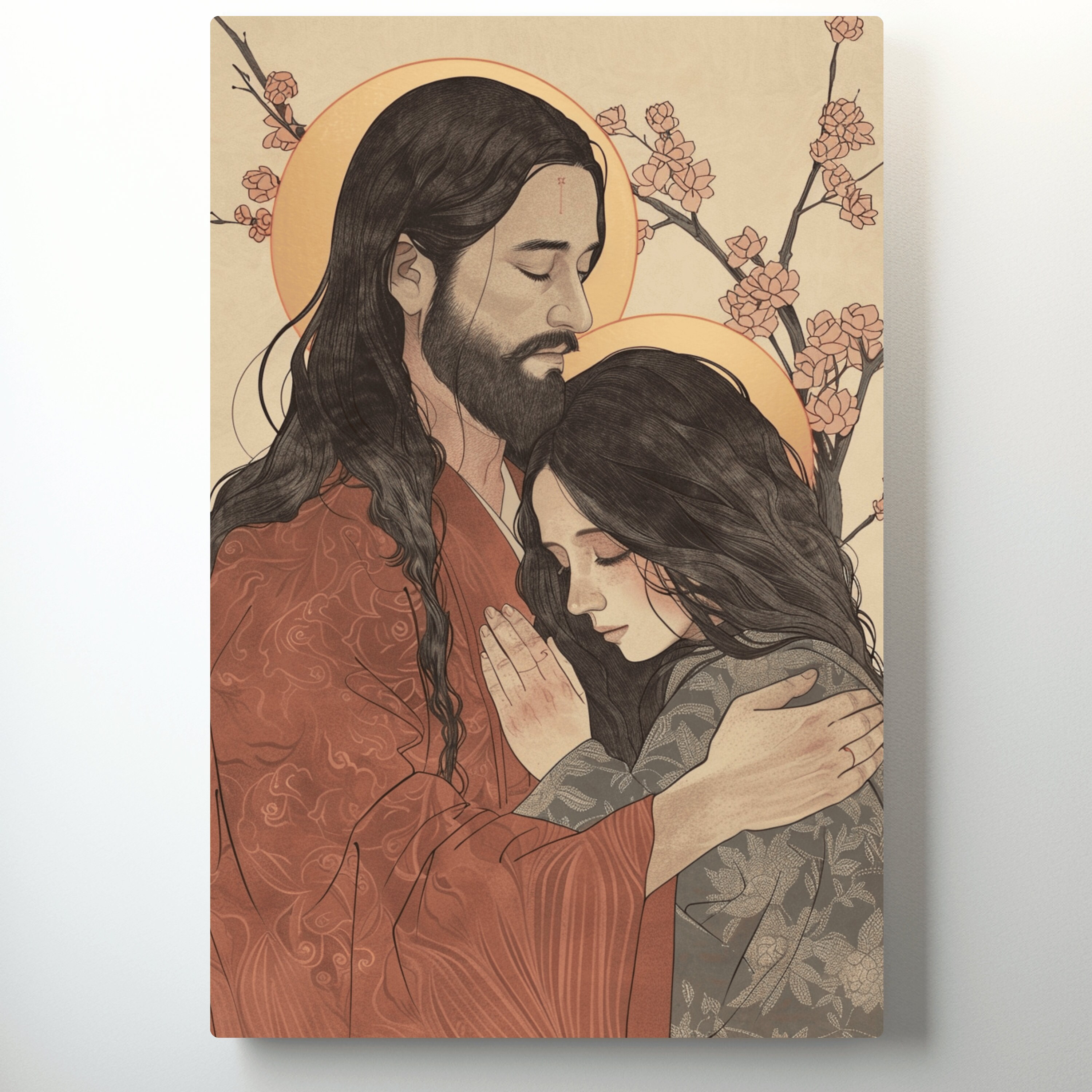 Mary Magdalene and Jesus Christ Spiritual Hug Poster, Japanese Catholic ...