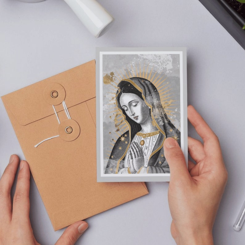 Minimalist Our Lady of Guadalupe Prayer Card, 4x6 Inch Double Sided ...