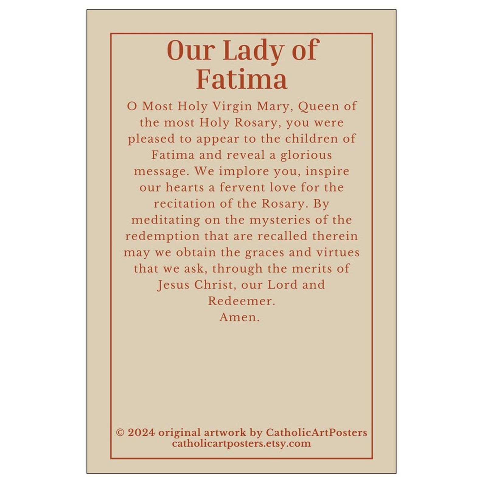 Our Lady of Fatima Japanese Holy Card, Asian Novena Prayer Bookmark ...