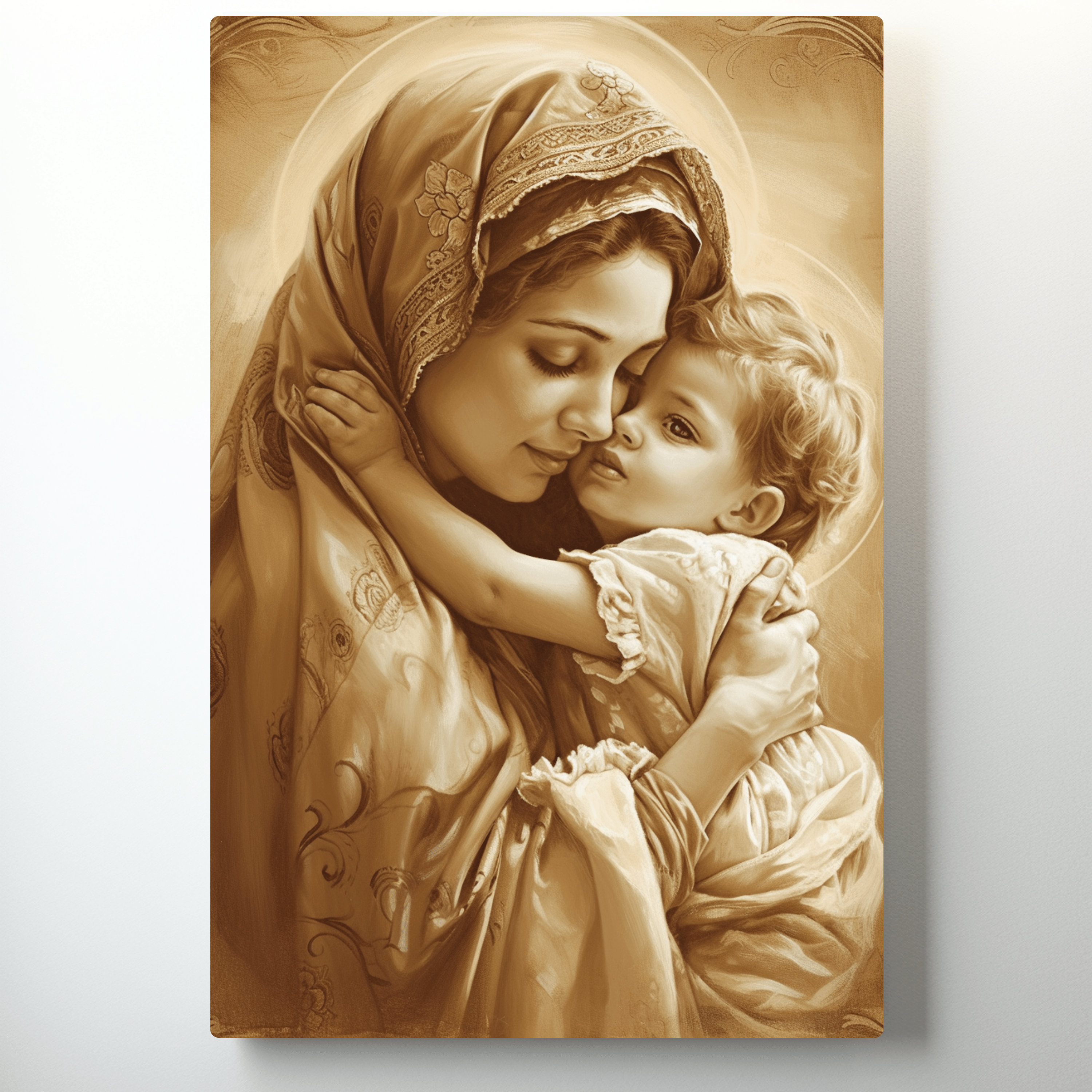 Madonna and Child Christ Vintage Sepia Poster, Saint Virgin Mary ...