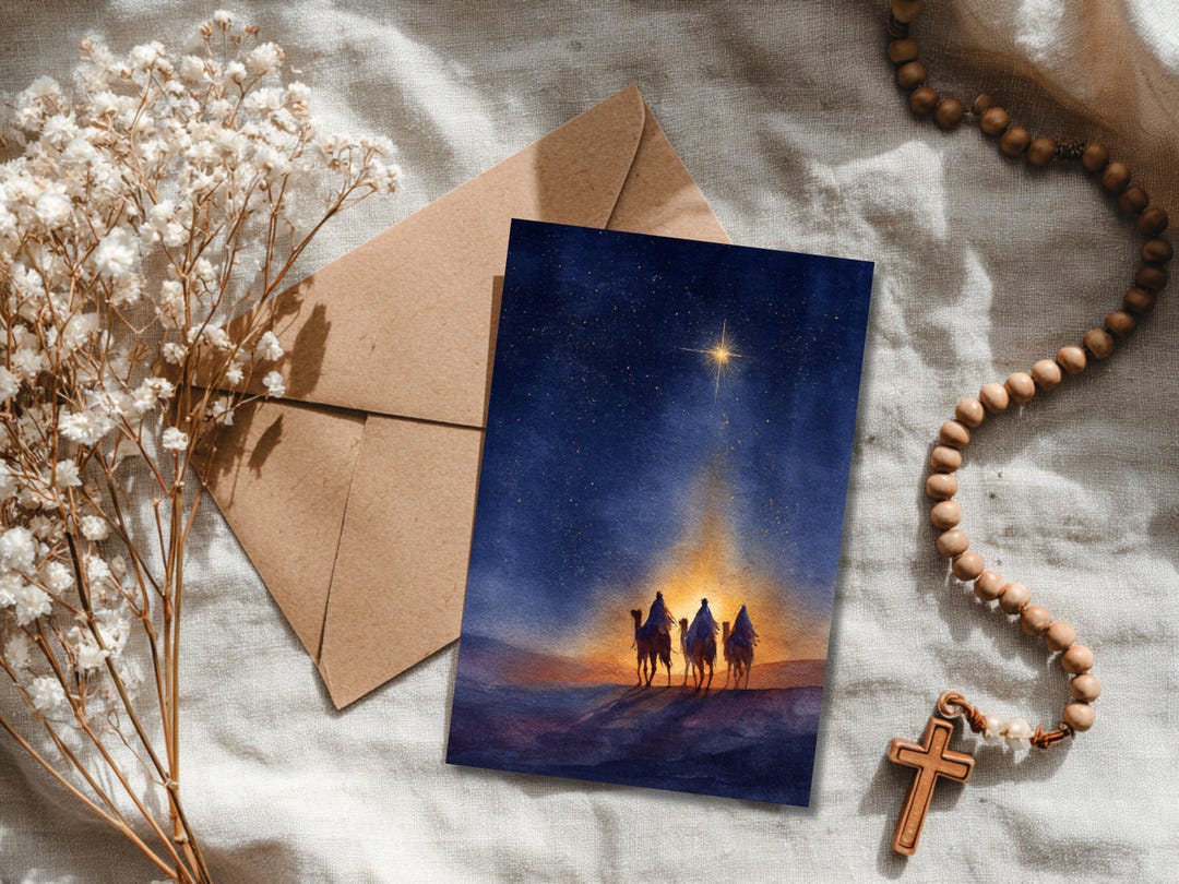 Epiphany Prayer Card With Three Wise Men and Matthew 2:11 Bible Verse ...