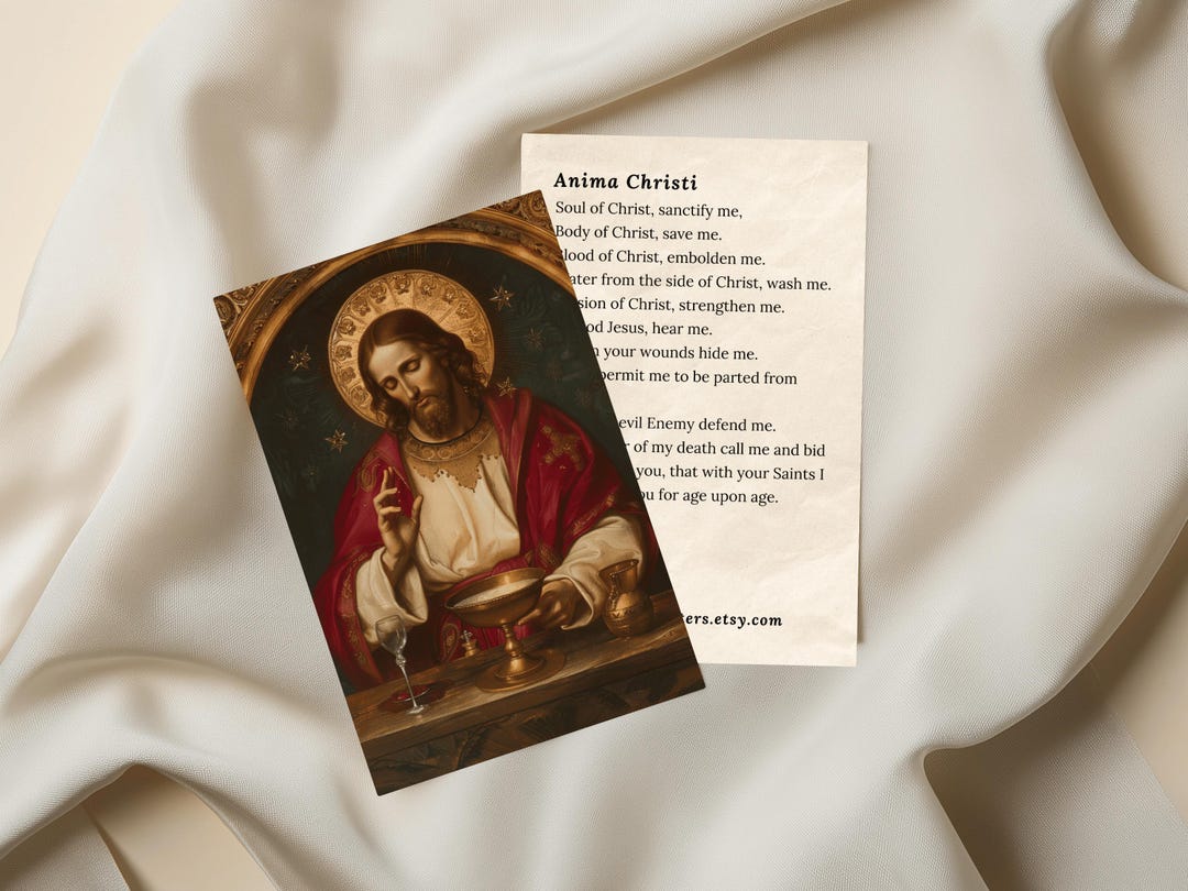 Anima Christi Catholic Prayer Card, Soul Body Blood of Christ Holy ...