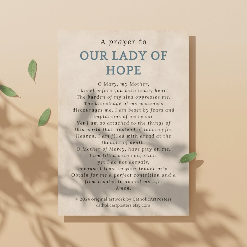 Our Lady of Hope Prayer Card: Vintage Marian Art Print - Etsy