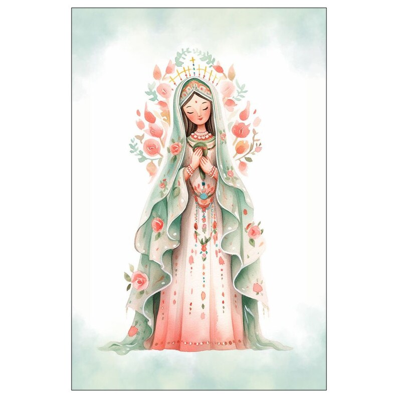 4x6" Our Lady of Good Health Holy Card, Watercolor Virgin Mary & Child ...