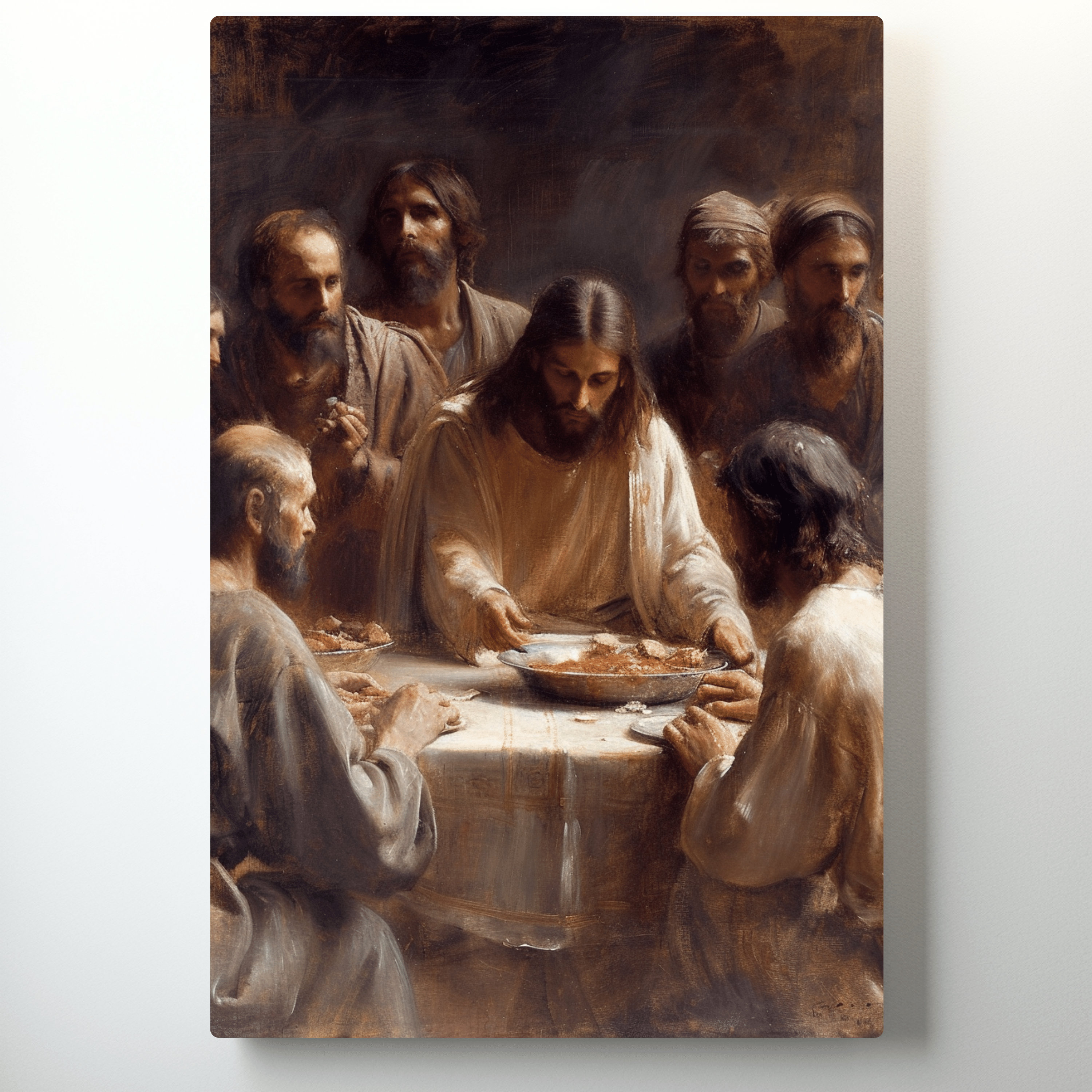 Last Supper Victorian Painting, Jesus Christ Passover Meal With ...