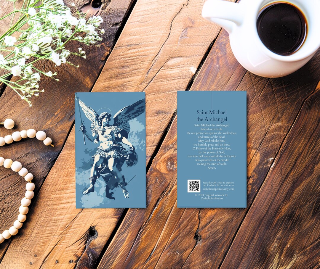 St Michael the Archangel English Prayer Card, Small Size Holy Blessings ...