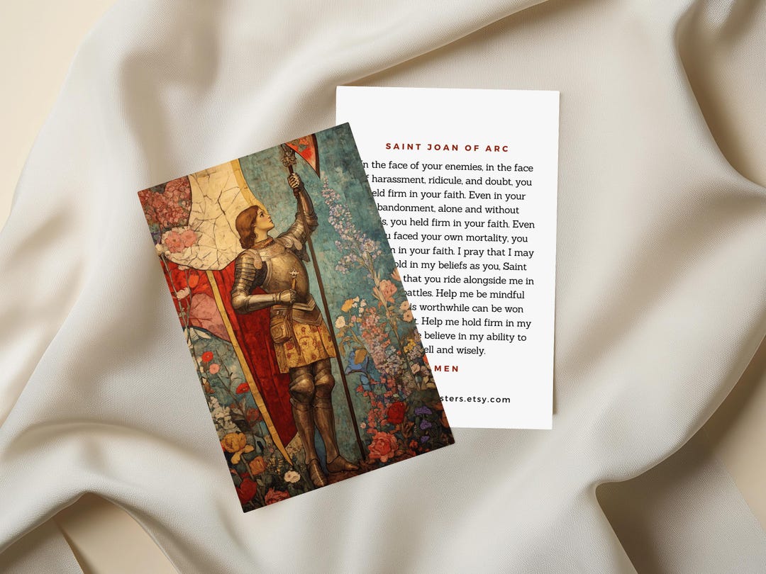 St. Joan of Arc Prayer Card: Catholic Art, Christian Gift - Etsy