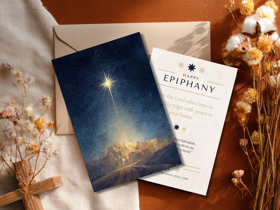 Epiphany Prayer Card With Bethlehem Star and Micah 5:2 | Christian ...