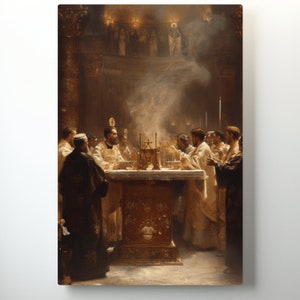 Church Mass Liturgy Representation by Arthur Hacker Poster, Renaissance ...