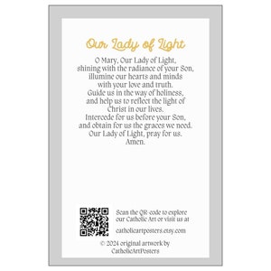 Our Lady of Light Prayer Card: Minimalist Catholic Art Gift - Etsy